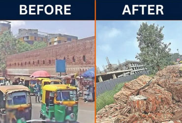 AMC demolished 200 yr old historic wall to favour builder alleges Congress