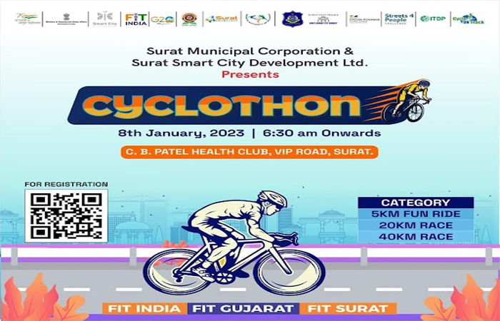 સુરતમાં 8મી જાન્યુઆરીએ પહેલી વાર પાલિકા દ્વારા સાયક્લોથોન સ્પર્ધાનું ...